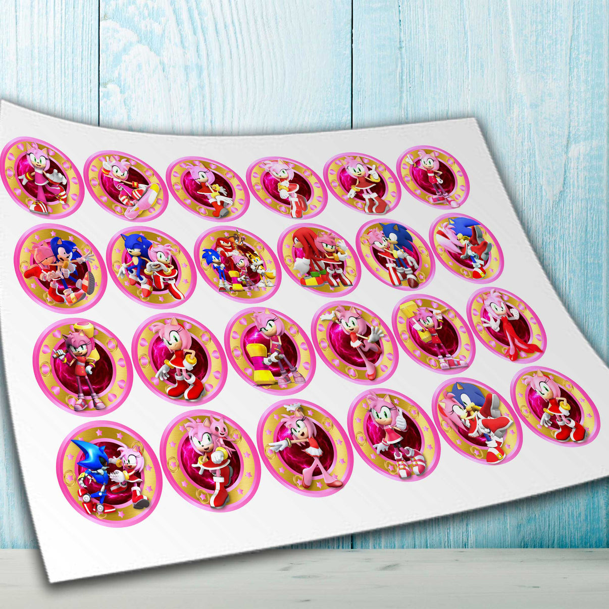 24 Amy Rose Edible Cupcake Toppers – Sonic the Hedgehog Party Decor ...