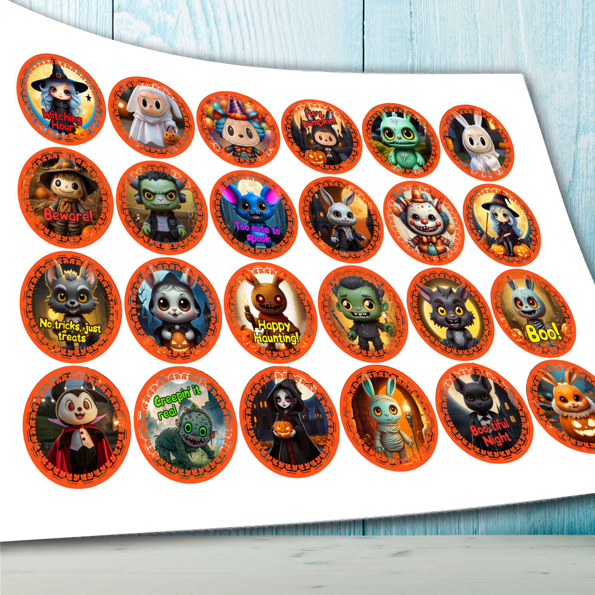 24 Halloween Edible Cupcake Toppers – Cute Spooky Characters, Ghosts ...