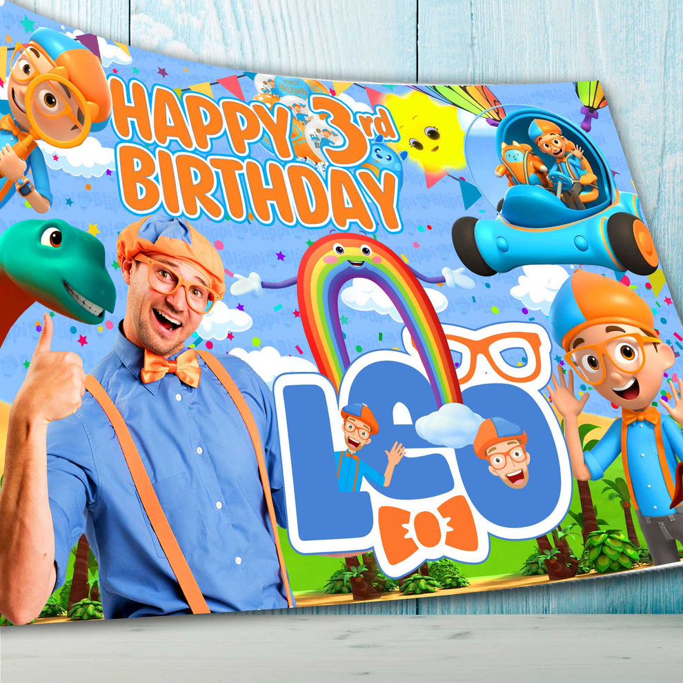 Blippi Birthday Themed Edible Cake Topper – Rectangular Design – Wafer ...