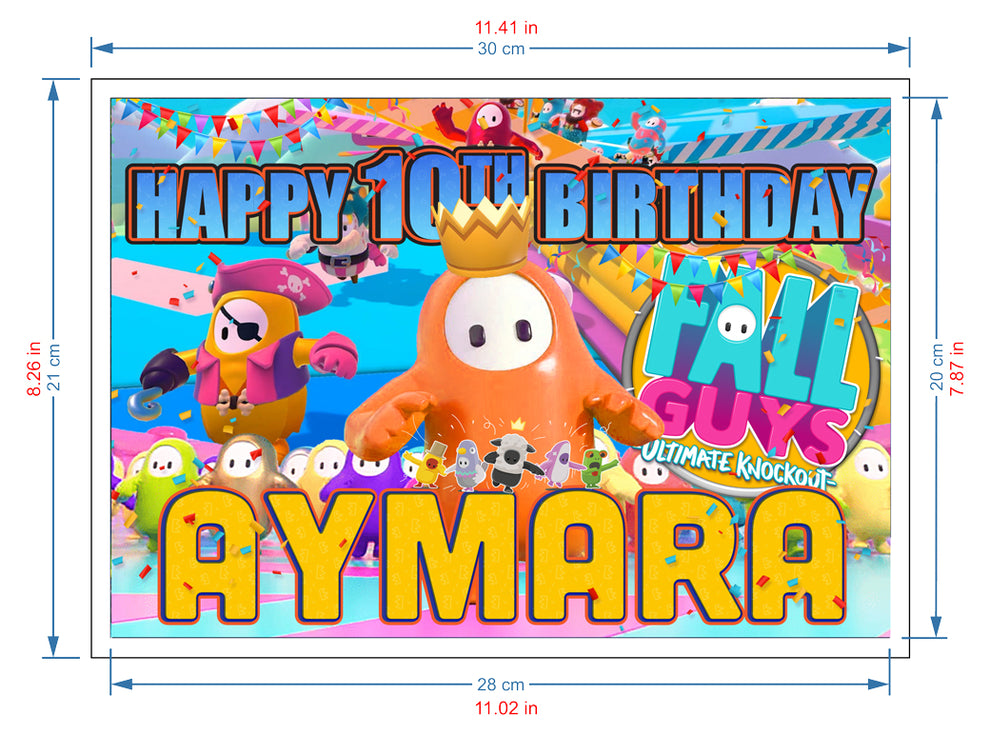 Fall Guys Birthday Themed Edible Cake Topper - Rectangular Design - Wa ...