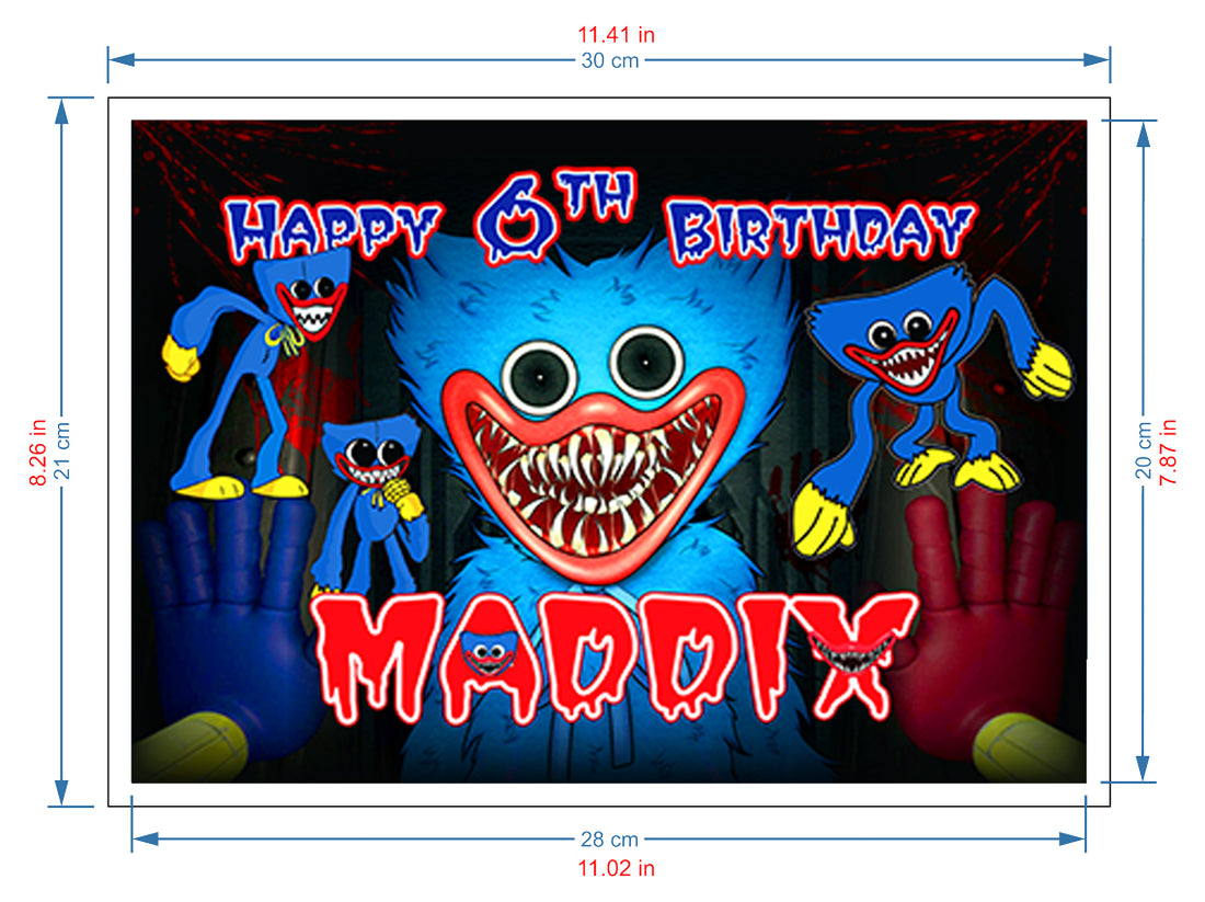 Huggy Wuggy Birthday Themed Edible Cake Topper - Rectangular Design ...