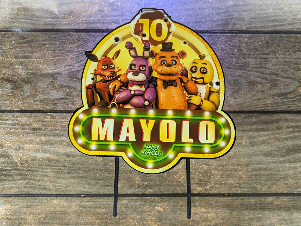 Personalised 3D Printed Five Nights at Freddy’s Cake Topper - Ideal fo ...