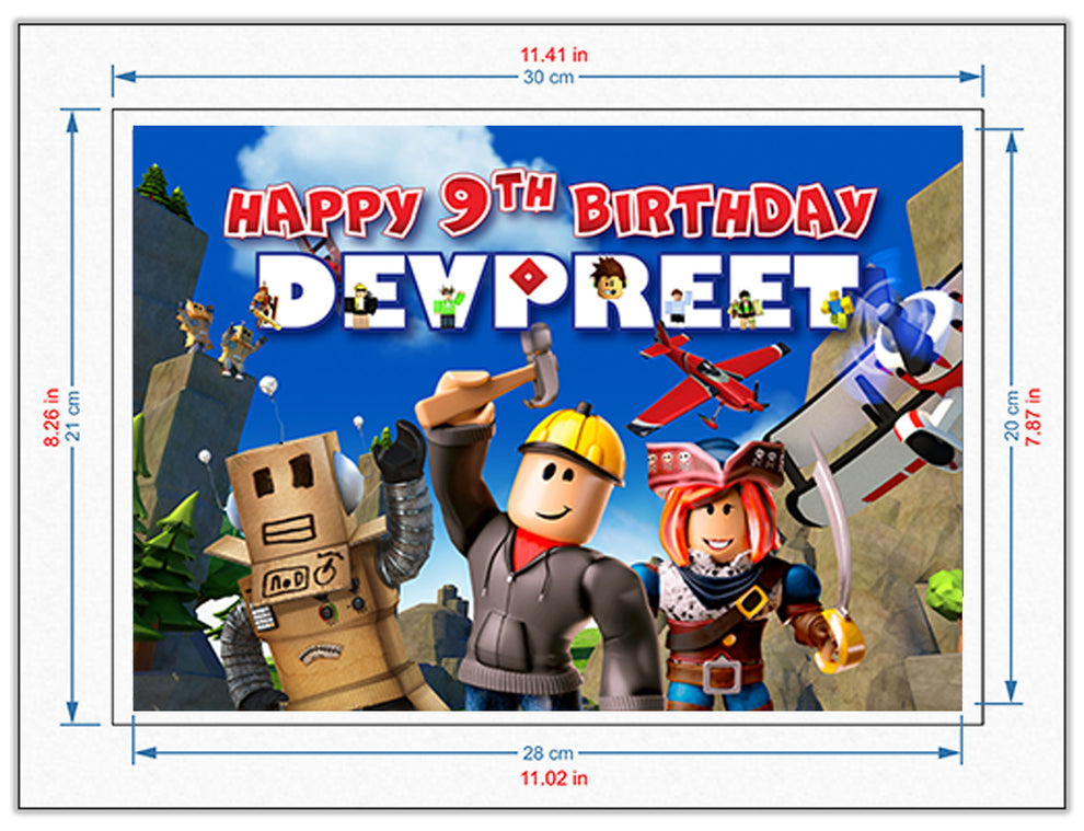 Roblox Birthday Themed Edible Cake Topper - Rectangular Design - Wafer ...