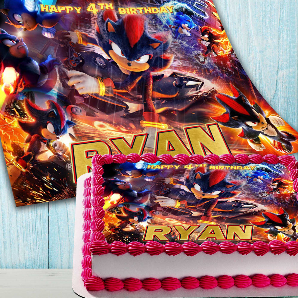 Shadow the Hedgehog Birthday Edible Cake Topper - Sonic Theme - Rectan ...