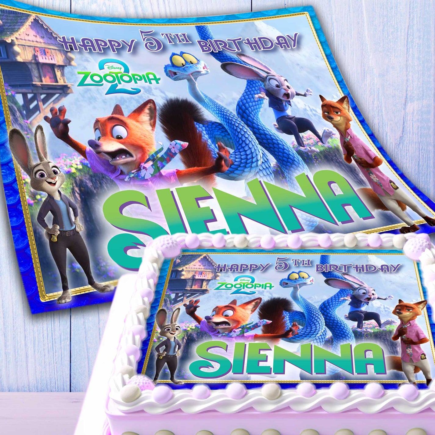 Zootopia 2 Birthday Themed Edible Cake Topper – Rectangular Design – W ...