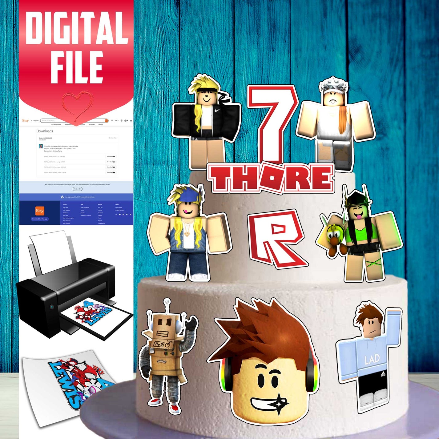 Roblox Edible Cake Toppers - Precut on Wafer Paper, Sugar Sheet, or wi ...